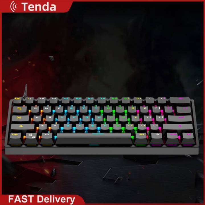 61 keys Mechanical Keyboard with RGB Backlit Green Axis Gaming Keyboard ...