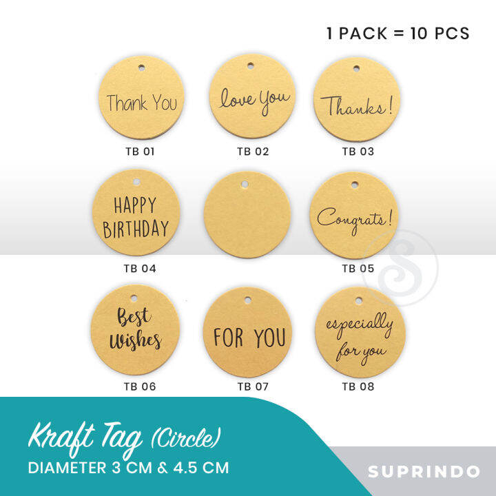 (Per Pak) Tag ucapan Bulat dm 3 cm dan 4,5 cm | Lazada Indonesia