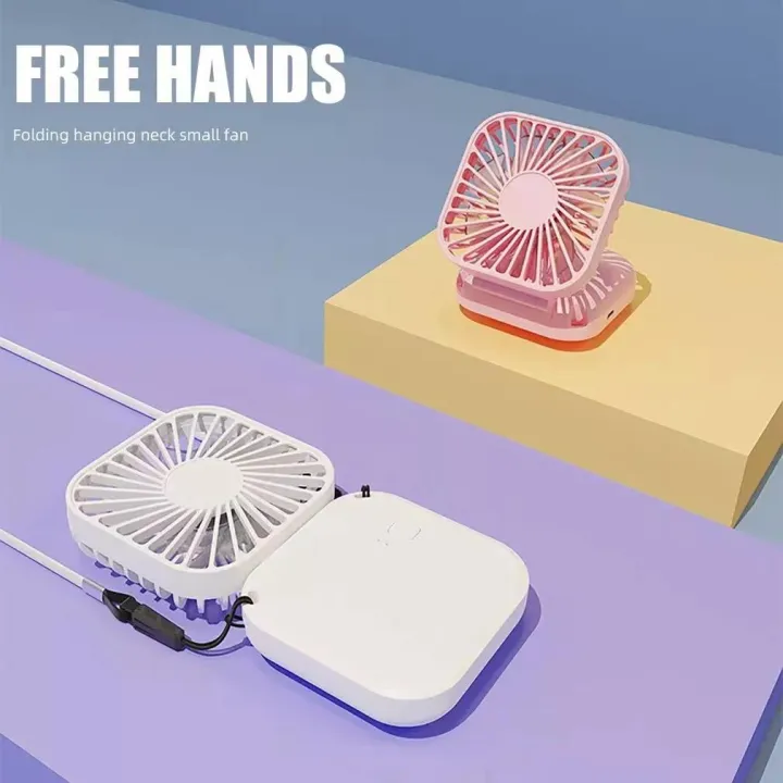 Q&P Hanging Neck Fans Mini Portable Folding Multi Function Charge Fan ...