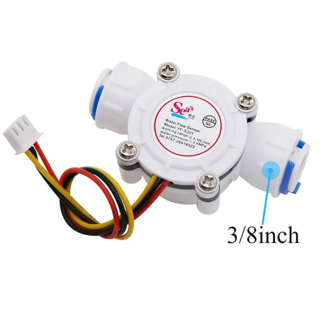 water flow sensor DN8 ND10 0.3-10L/minPE pipe water flow meter 0.3-6L ...