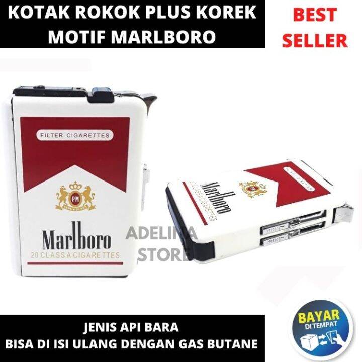 Kotak Rokok + Korek Api Logo Marlboro Rokok Pendek / Kotak Roko Unik ...