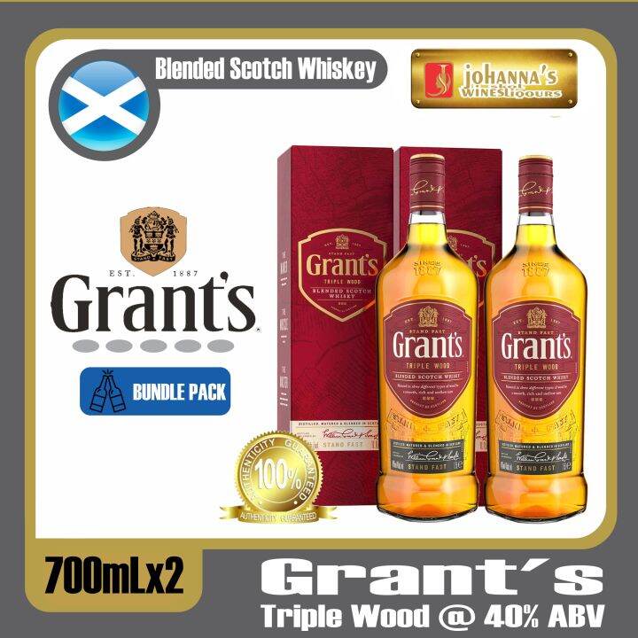 Grant's Whisky Triple Wood Blended Scotch Whisky 700mLx2 *BUNDLE PACK ...