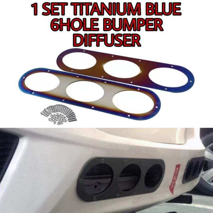 🔥NEW ARRIVAL🔥2PCS TITANIUM BLUE HKS 6 Hole Aluminum Rear Bumper ...