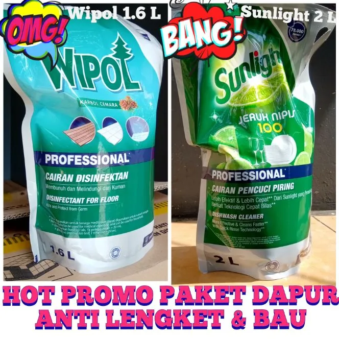 Wipol 1.6 L dan Sunlight 2 Liter | Lazada Indonesia