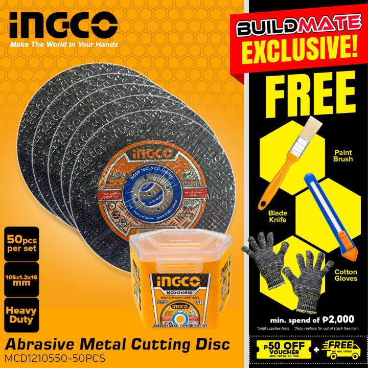 INGCO Abrasive Metal Cutting Disc Set 50PCS/SET MCD1210550 •BUILDMATE ...