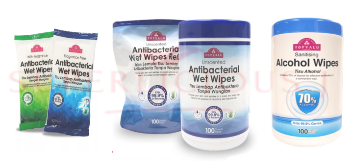 TOPVALU Fragrance/Fragrance Free Anti Bacterial Wet Wipes/Alcohol Wipes - Pack/Refill/Canister ...