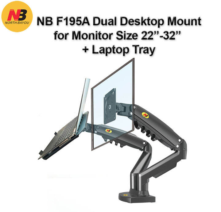 NB F195A Monitor Desk mount for 22" - 32" with Laptop Tray | Lazada