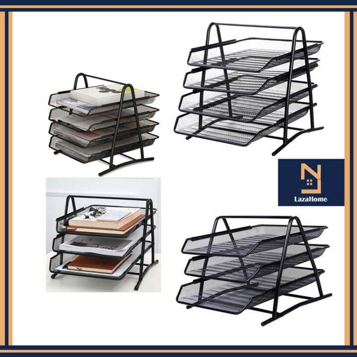 🏠Paper Tray_纸张托盘_Rak Penyimpanan Kertas🏠Metal Grid File Tray Desktop ...