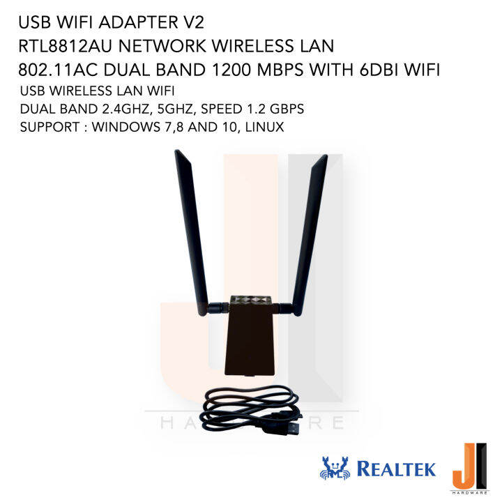 USB Wi-Fi Adapter Realtek RTL8812AU Network LAN Dual Band 1200 Mbps ...
