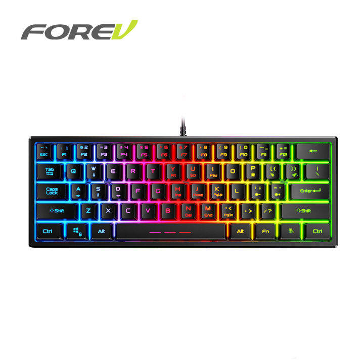 FOREV FV-61 61 Keys Wired Mini Gaming Keyboard Mechanical Feeling ...