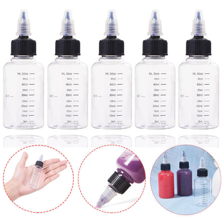 OPKNGER Empty Pigment Container Plastic Graduated Measurement Squeezable Tattoo Ink Bottles ...