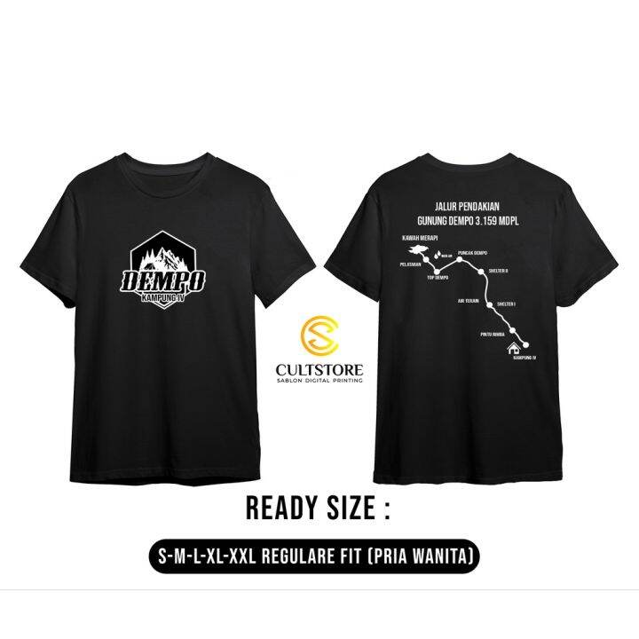 kaos baju merapi peta jalur pendakian gunung dempo 3726 mdpl UNISEX ...
