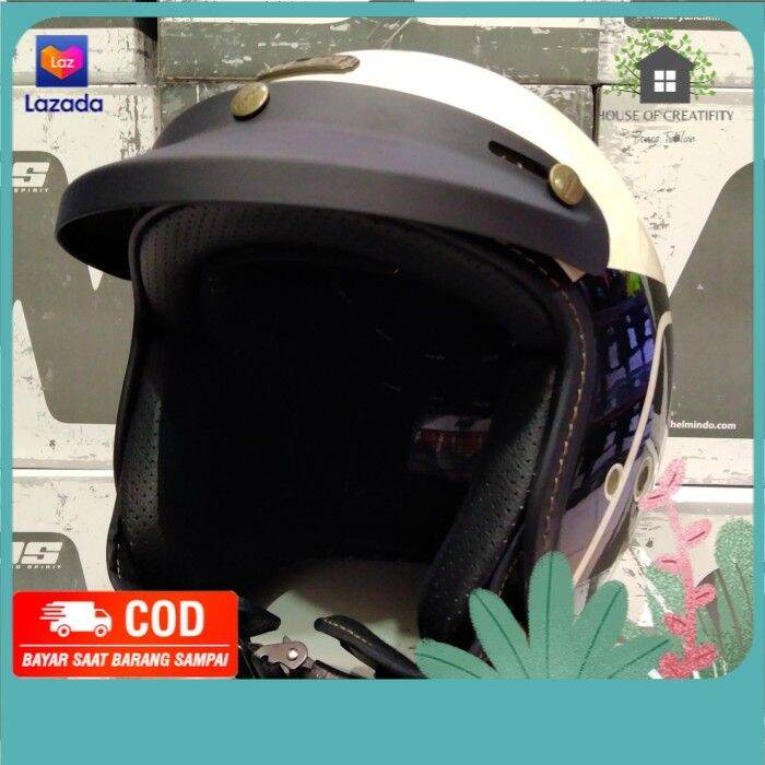HELM NJS NR 80 HERITAGE CREAM SCOOPY HELM HALF FACE | Lazada Indonesia