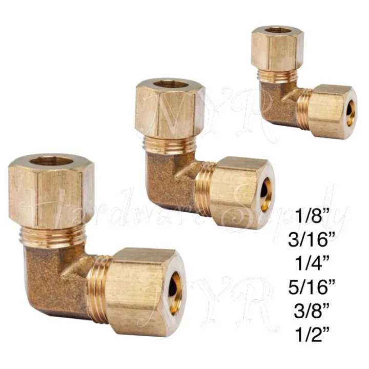Brass Union Elbow Compression Elbow 1/8” 3/16” 1/4” 5/16” 3/8” 1/2 ...