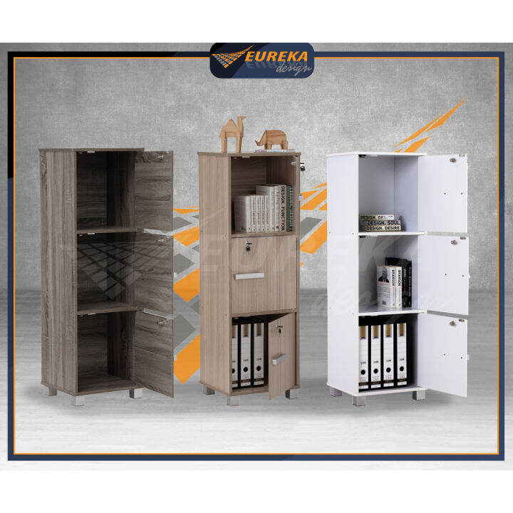 EUREKA DIY 3 Door Storage Cabinet Box Lock Wood / Almari Kabinet ...
