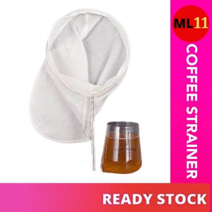 Reusable Washable Stainless Steel Handle Cotton Cloth Strainer Coffee ...