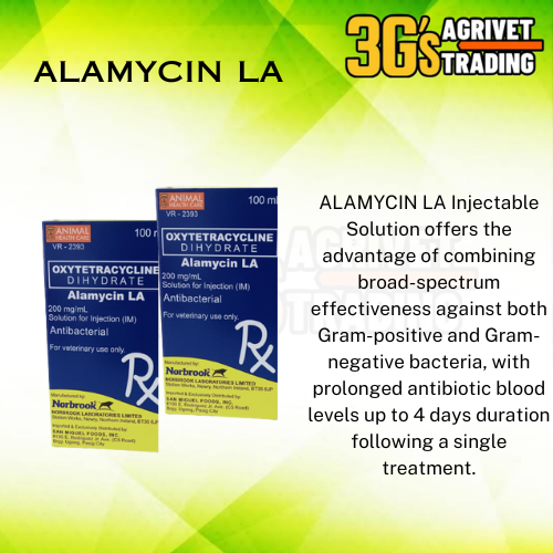 [3G AGRIVET] 2 BOTTLES ALAMYCIN LA 100 ML ( ANTIBACTERIAL / PARA SA ...