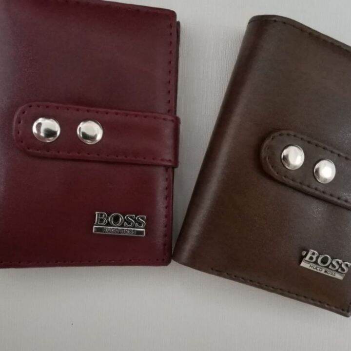 Dompet Kartu / Card Holder Kancing Motif Kayu + Logo Boss | Lazada ...