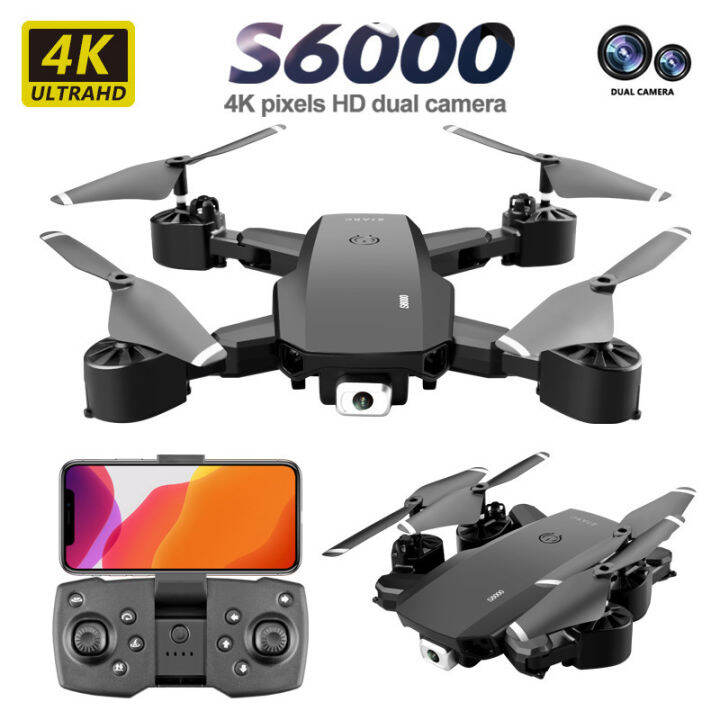 2022 ใหม่ S6000 Drone Professional 4k HD กล้องคู่ Fpv UAV ความสูงเก็บ ...
