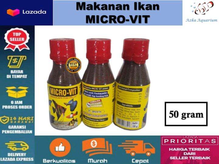 Micro Vit Microvit Aquascape Fish Pellet 50 gram Makanan Ikan Hias ...