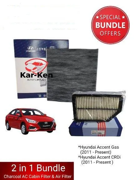 HYUNDAI Bundle of Charcoal AC Cabin Filter & Air Filter for Hyundai ...
