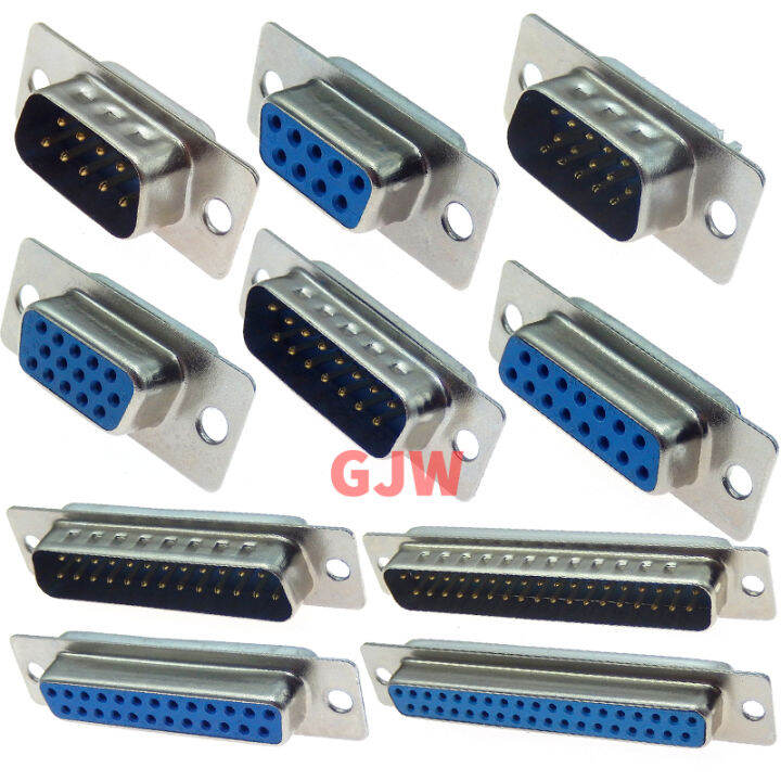 【YY】5Pcs DB9 DB15 DB25 DB37 HolePin FemaleMale Blue Welded Connector RS232 serial port socket DB ...