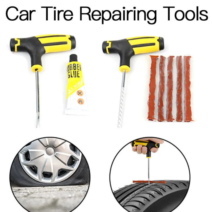 tubeless type punture plug repair tool kit car tire repairing tools ...
