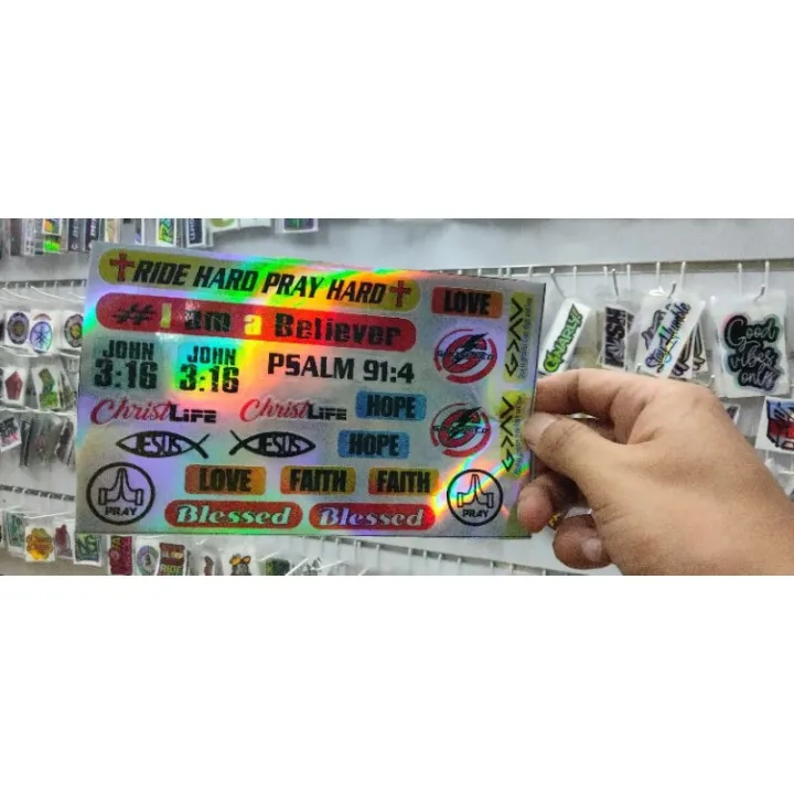 Motorcycle helmetLL Motorcyclist holographic christian helmet sticker ...