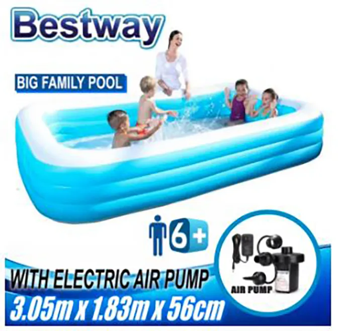 Bestway Inflatable Swimming Pool Family Size with Free Electric Air ...