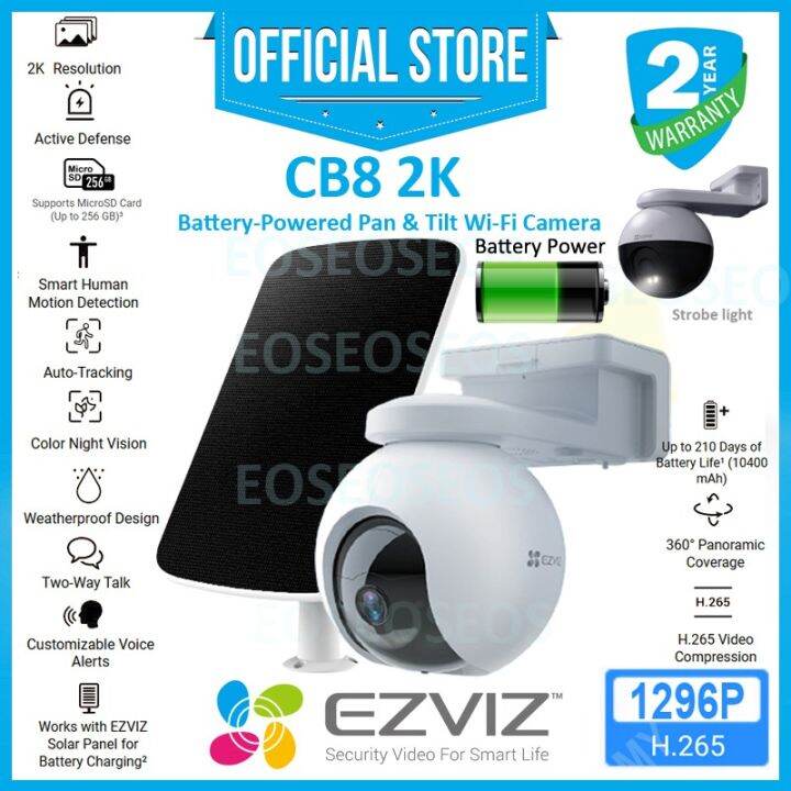 EZVIZ CB8 2K (3MP) + SOLAR PANEL Battery Powered / AI Human / Vehicle ...