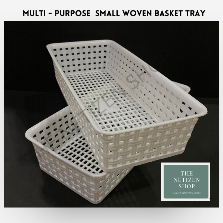 2pcs Multi Purpose Small Woven Basket Tray - White | Lazada PH