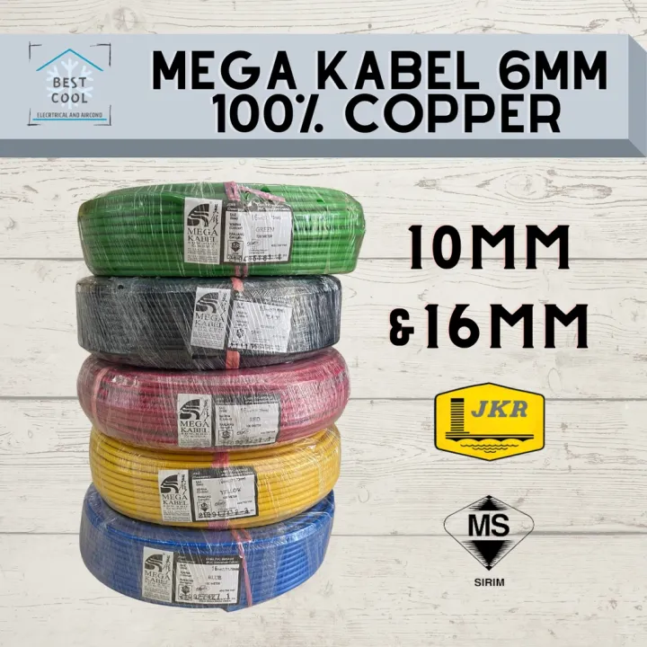 Mega Kabel 10MM 16MM PVC Insulated Cable 100M Green Colour 100% Pure ...