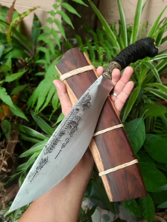 มีดเหน็บ อีเหน็บ (E-Nep) มีดอีเหน็บ มีดหมอ มีดเดินป่า มีดแคมป์ 10.2 SUP9 ผิวขัด ตอกลาย ด้ามเขา ...