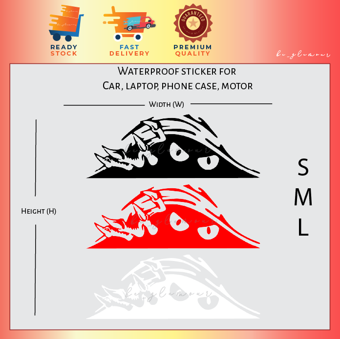 Monster PEEK Sticker scary ghost Stiker Kereta Waterproof Car Motor ...
