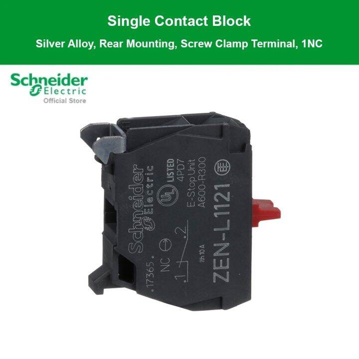 Schneider Electric Single contact block,XALD, XALK, silver alloy, rear mounting, screw clamp ...