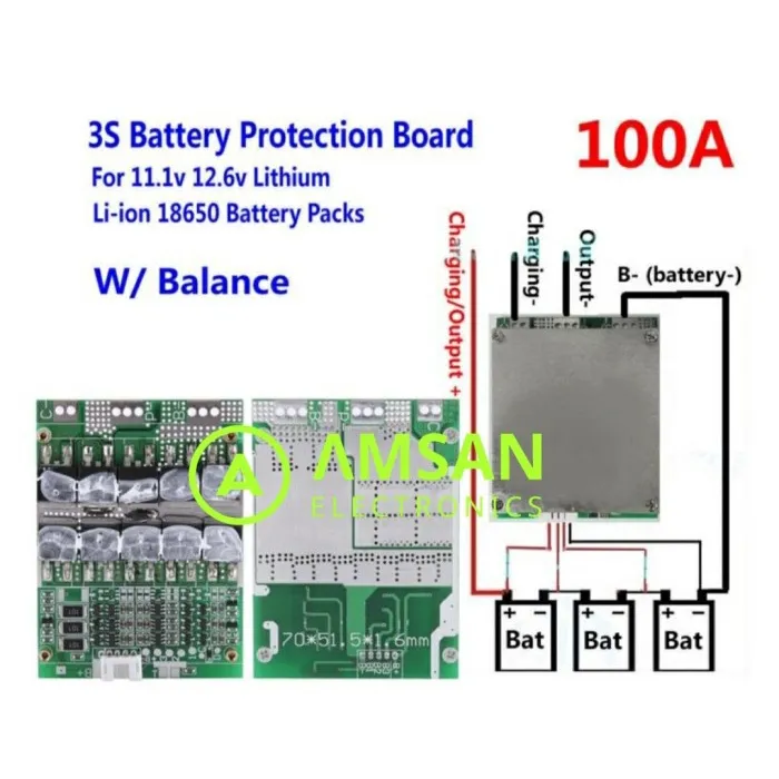 BMS 3S 100A Balance 12.6V Li-Ion 18650 Battery Pack Modul Proteksi | Lazada Indonesia
