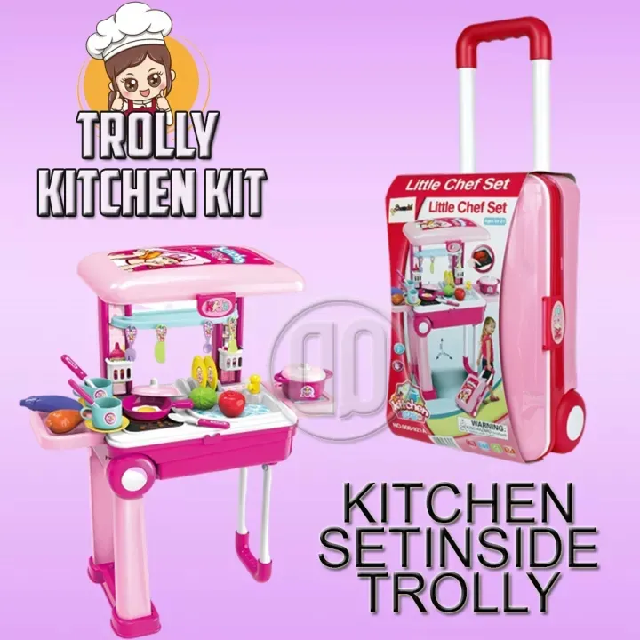 FINAL 2 IN 1 Little Chef Kitchen Play Set In Luggage Set Toy Pretend ...