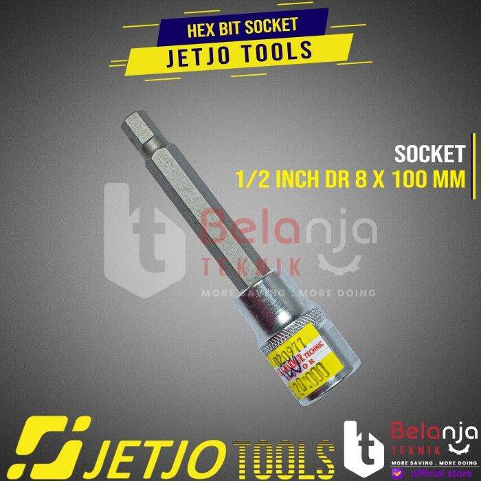 JETJO TOOLS Hex Bit Socket 1/2 Inch DR 8 X 100 MM Socket CRV Steel ...