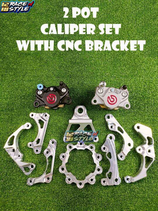 2 POT CALIPER SET WITH CNC BRACKET NMAX / AEROX / CLICK / BEAT / MIO ...