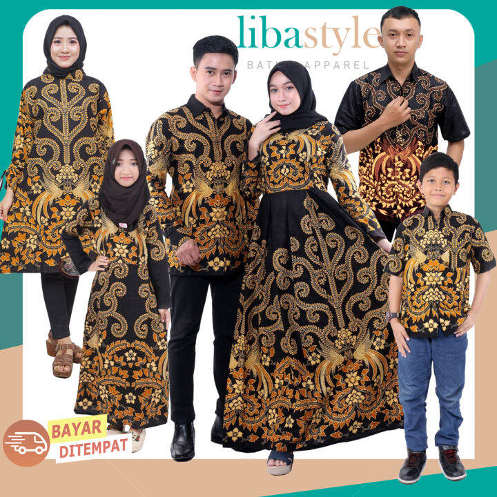 BATIK REFLEKSI KEANGGUNAN WARNA SOGAN HITAM ELEGAN SETELAN KELUARGA KEMEJA PANJANG PENDEK GAMIS ...