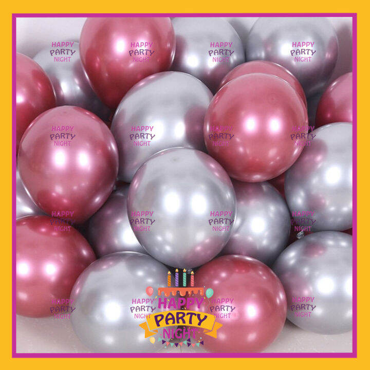 Happy Party Night 20pcs 5/10/12 inches Metal Pink and Silver 2 color ...