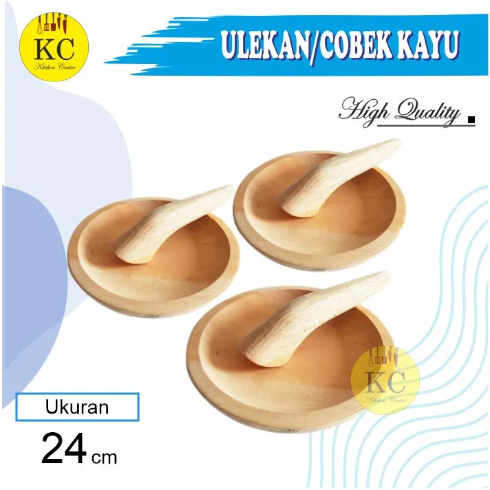 cobek kayu cobek dan ulekan cobek kayu ukuran 24 | Lazada Indonesia