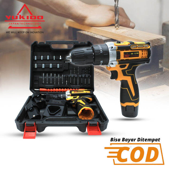 BOR CORDLESS 10mm 12V-SET Bor Obeng Bor Baterai Cordless Drill Charging ...