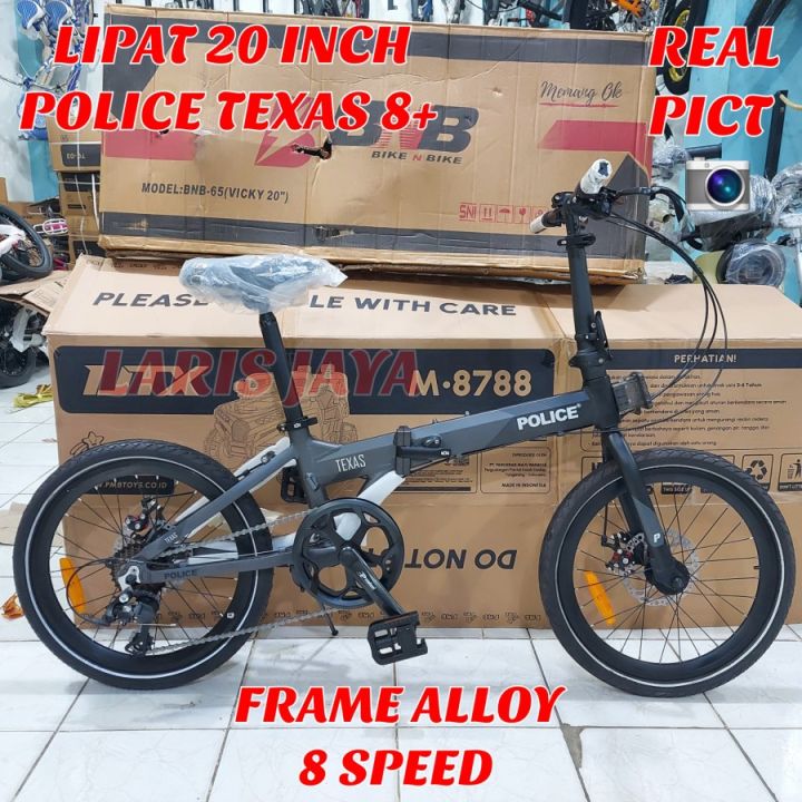 Sepeda lipat police texas 20 inch folding bike element police texas 8+ frame alloy 8 speed ...
