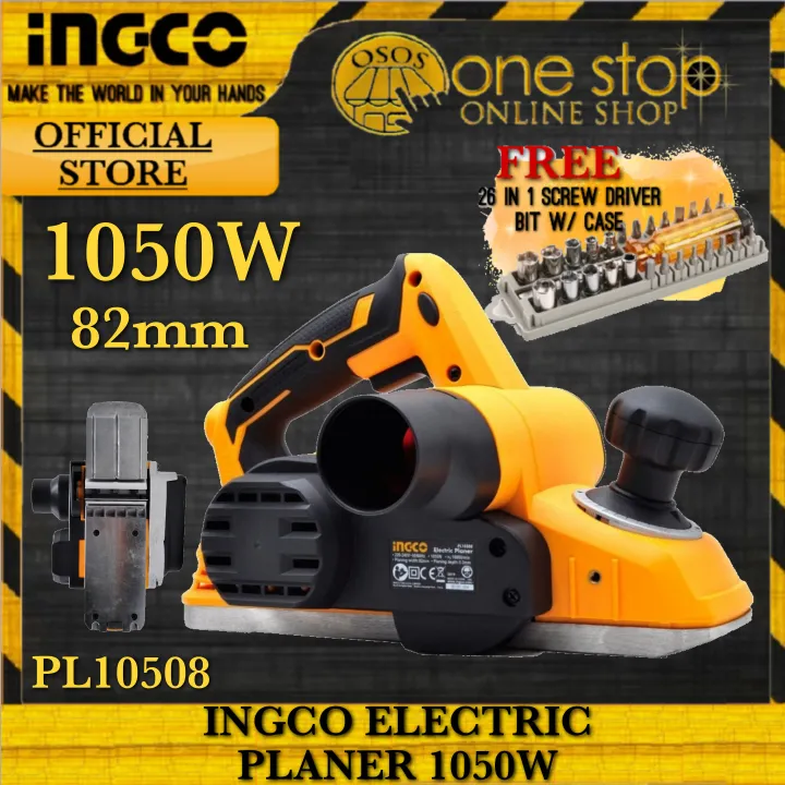 INGCO Original Electric Planer 1050W 82mm with FREE 28IN1 Screwdriver ...