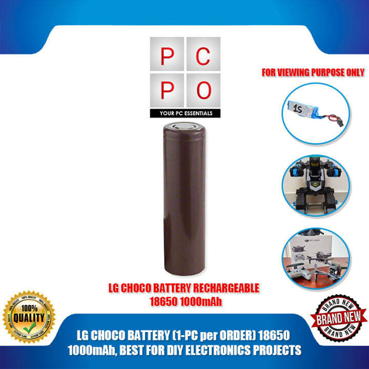 PC PO LG CHOCO BATTERY RECHARGEABLE (1-PC per ORDER) 18650 1000mAh ...