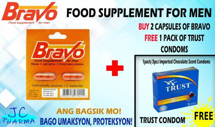 Authentic BRAVO Food Supplement for Men DISCREET PACKAGING - 1pack ...