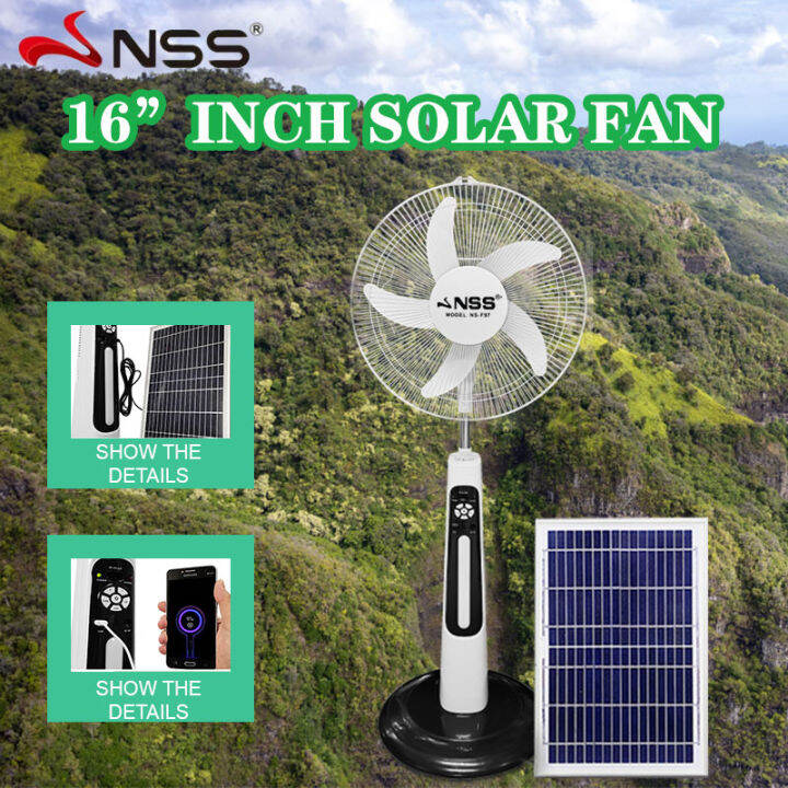 Nss Solar Fan 16Inch Solar Fan Electric With Panel Rechargeable Stand ...