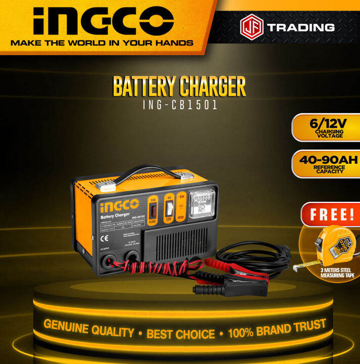 INGCO Battery Charger ING-CB1501 (WITH FREE 3 METERS STEEL MEASURING ...