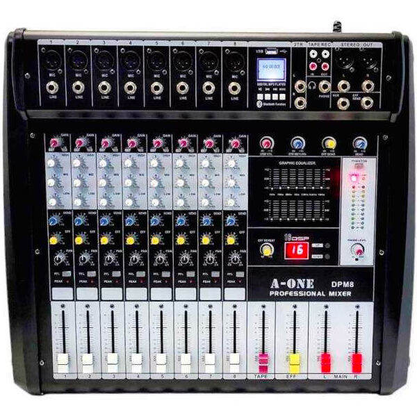 เพาเวอร์มิกเซอร์ Power Mixer 8ช่อง ขยายเสียง มีบลูทูธ USB MP3 เครื่อง ...